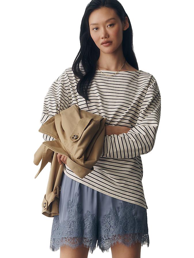 MAEVE Maeve Greer Striped Cotton Long-Sleeve Top